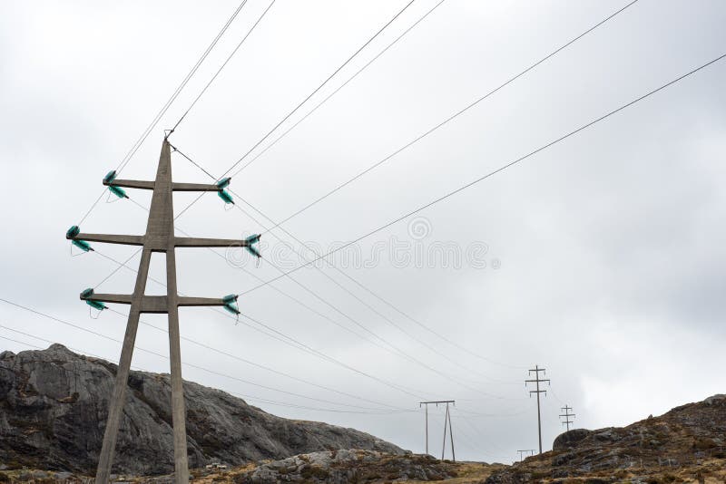 Pylons with wires stock image. Image of clouds, wire - 30861759