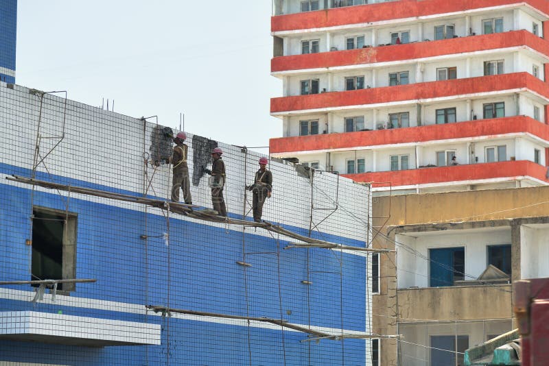 Pyongyang, North Korea. Construction Site Editorial Stock Photo - Image ...