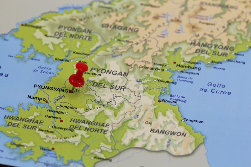 Pyongyang pin in a map stock photo. Image of korea, cartography - 87268528