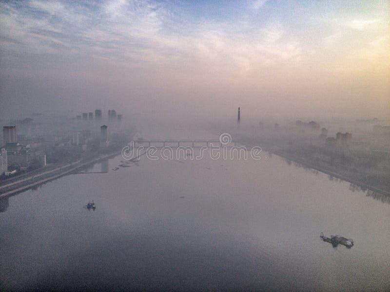 Pyongyang River Misty Scene Stock Photo - Image of light, morning: 78629682