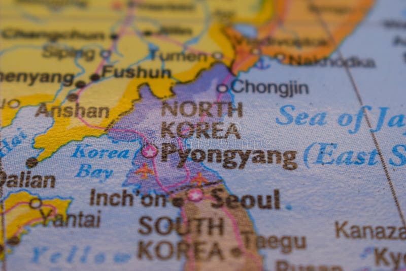 Pyongyang on the World Map Colorful Geo Political Map Stock Image ...