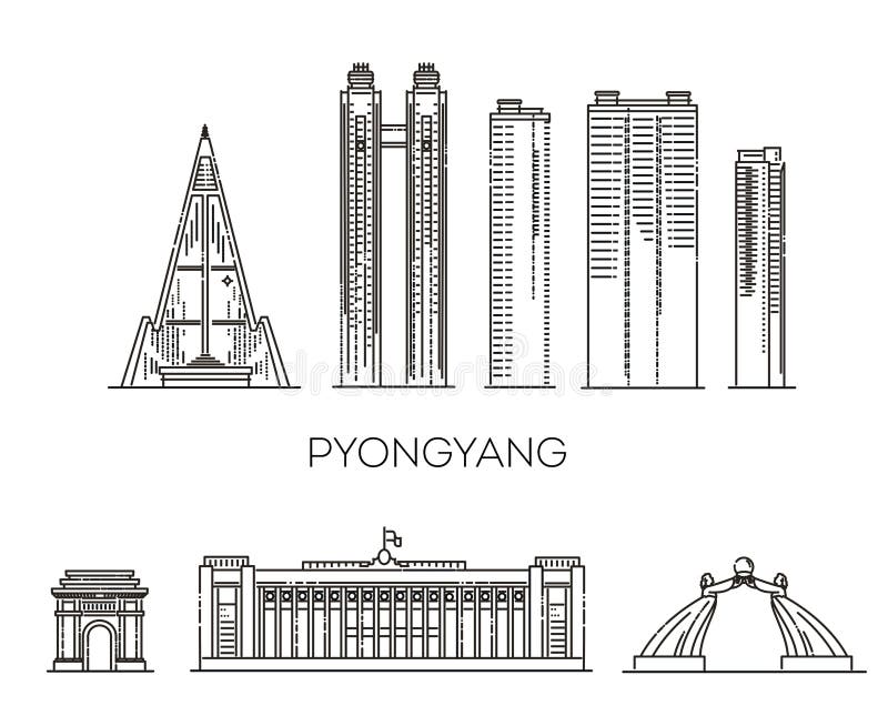 Pyongyang Detailed Monuments Silhouette. Vector Illustration Stock ...