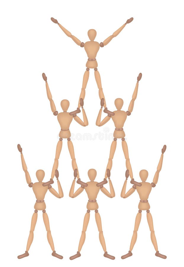 Men Making a Pyramid Figure Stock Illustration - Illustration of crowd ...
