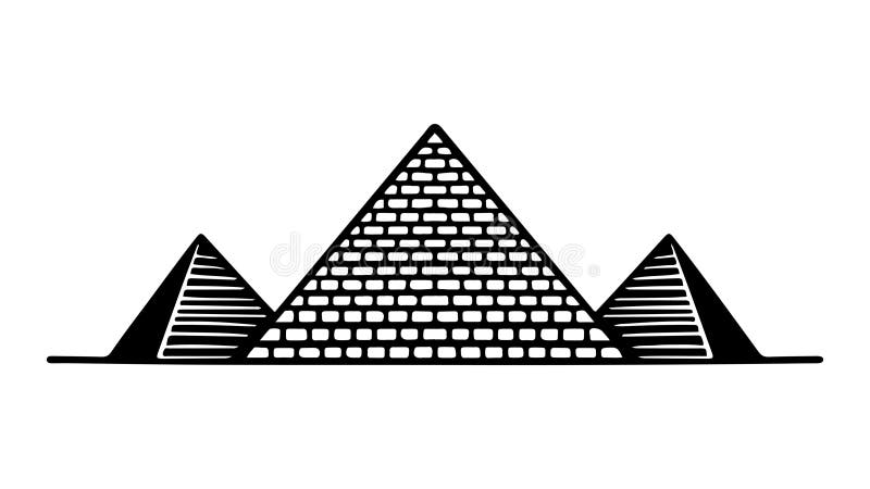 Pyramid Ancient Building Black and White Vector Illustration Simple ...