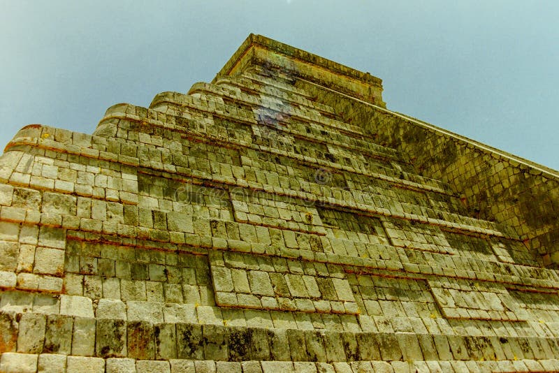 Pyramid Ancient Maya Tall Low Angle Stock Image - Image of religious ...