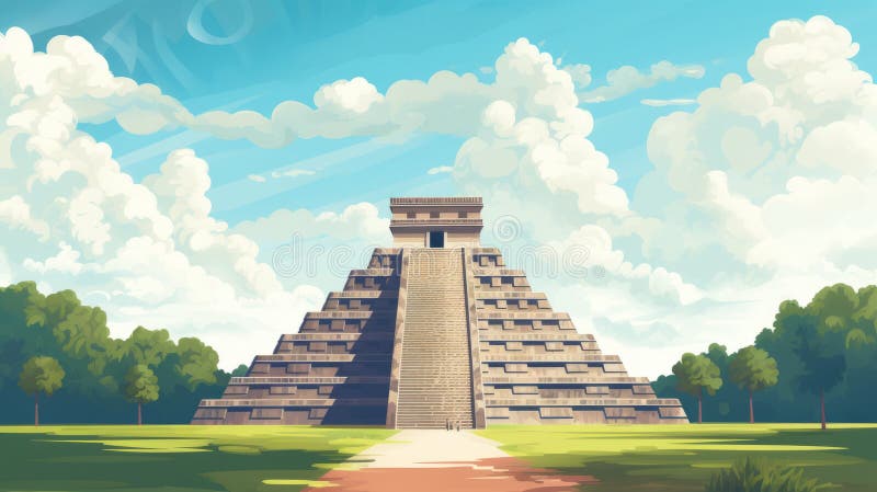 Giant Pyramid in Summer Nature: a Stunning Animated Mayan Art ...