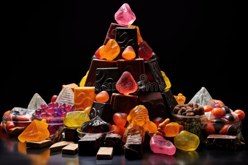 A Pyramid of Assorted Candies Labeled As a Food Pyramid Stock ...