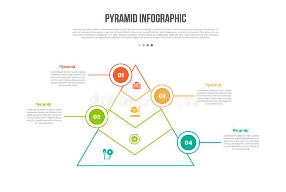 Pyramid Base Shape Infographics Template Diagram with Bend Triangle ...