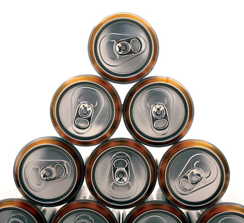 Pyramid of beer cans. stock photo. Image of canisters - 156036296