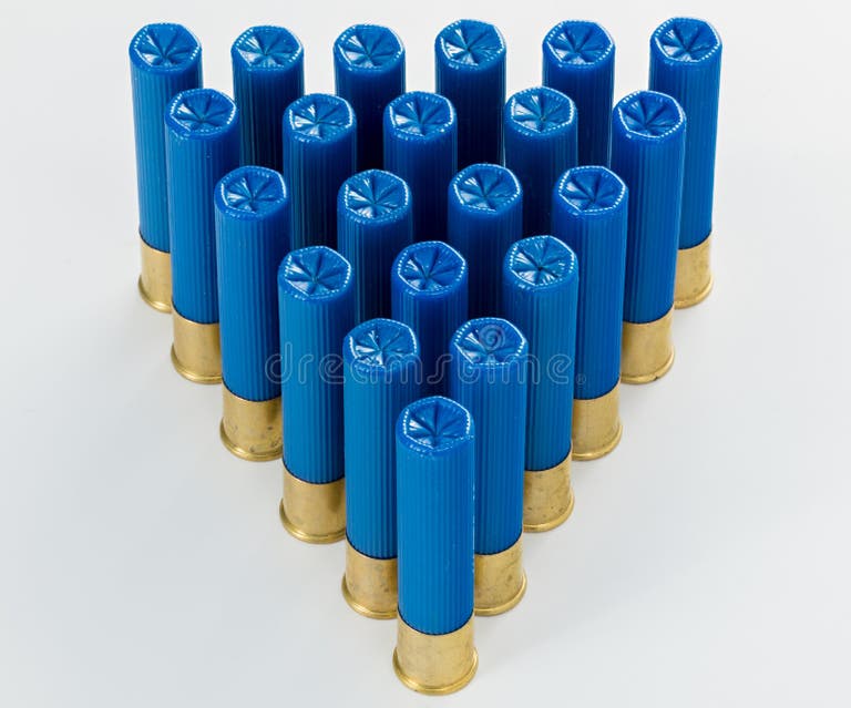 Pyramid of Blue 410 Gauge Shotgun Shells in a Pattern Stock Image ...