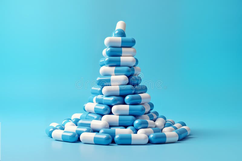 Pyramid of Blue and White Capsules Stock Illustration - Illustration of ...