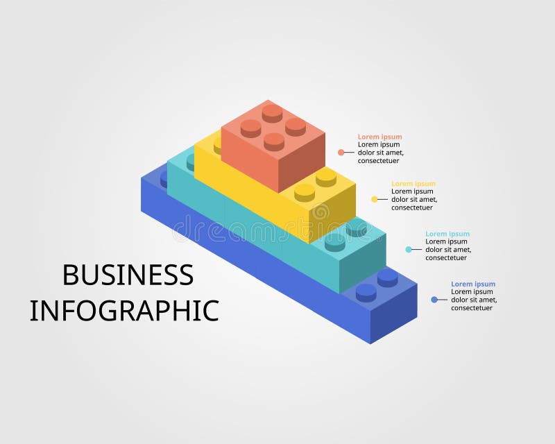 Pyramid Brick Chart Template for Infographic for Presentation for 4 ...