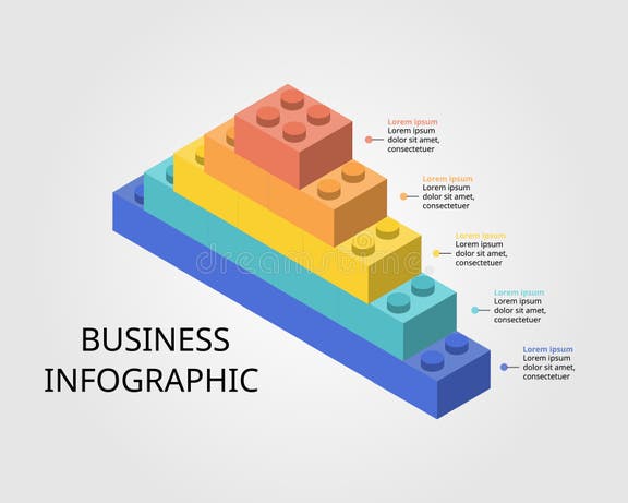Pyramid Brick Chart Template for Infographic for Presentation for 5 ...