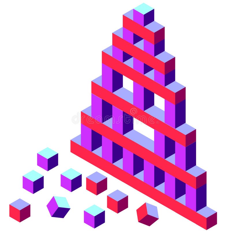 A Pyramid Built from Colored Cubes Stock Vector - Illustration of ...
