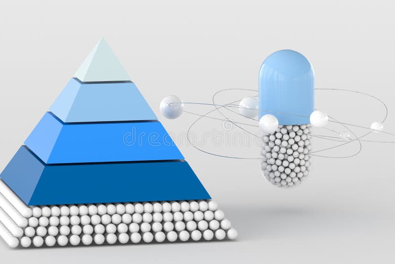 Pyramid and Capsule, 3d Rendering Stock Illustration - Illustration of ...