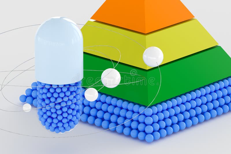Pyramid and Capsule, 3d Rendering Stock Illustration - Illustration of ...