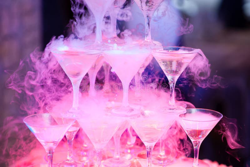 A Pyramid of Champagne Glasses at a Festive Event Stock Image - Image ...