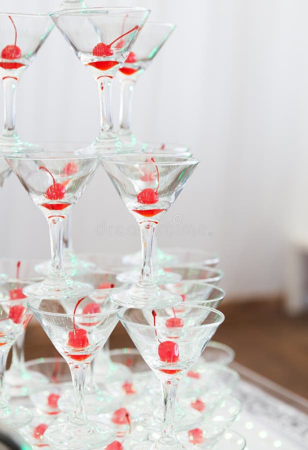 Pyramid Champagne Martini Glasses Stock Image - Image of decoration ...