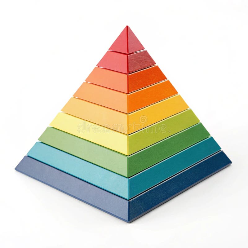 Pyramid Chart with Assorted Colors Isolated on White Background Stock ...