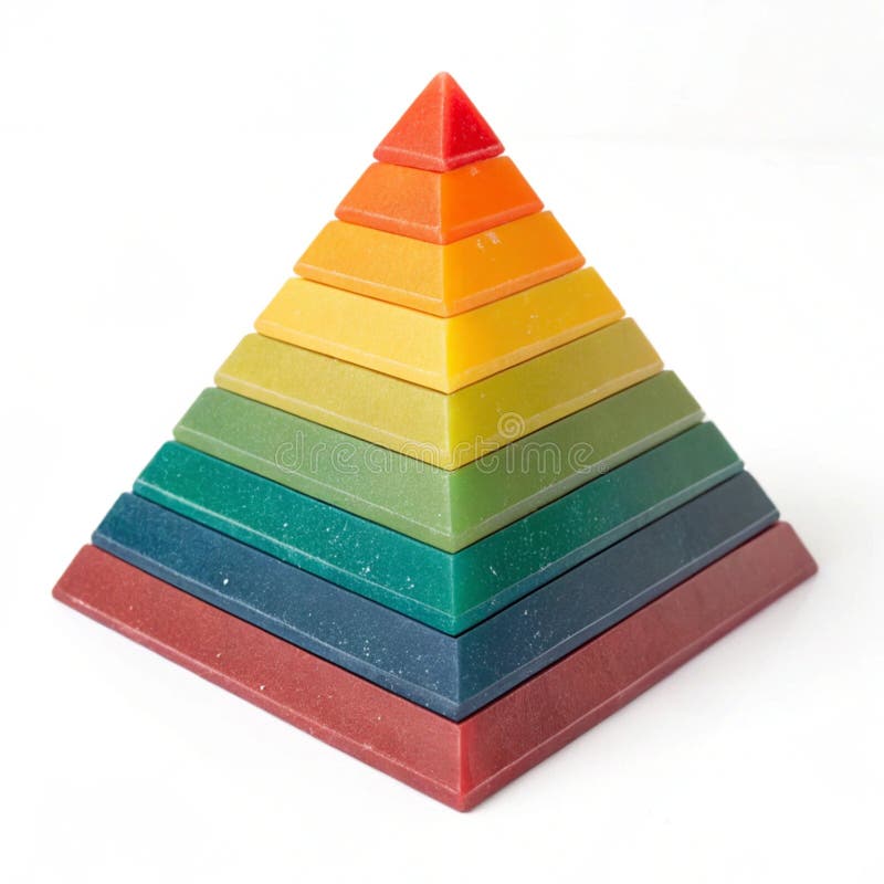 Pyramid Chart with Assorted Colors Isolated on White Background Stock ...