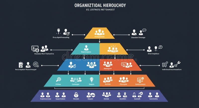A Pyramid Chart Illustrating Organizational Hierarchy with Five Color ...