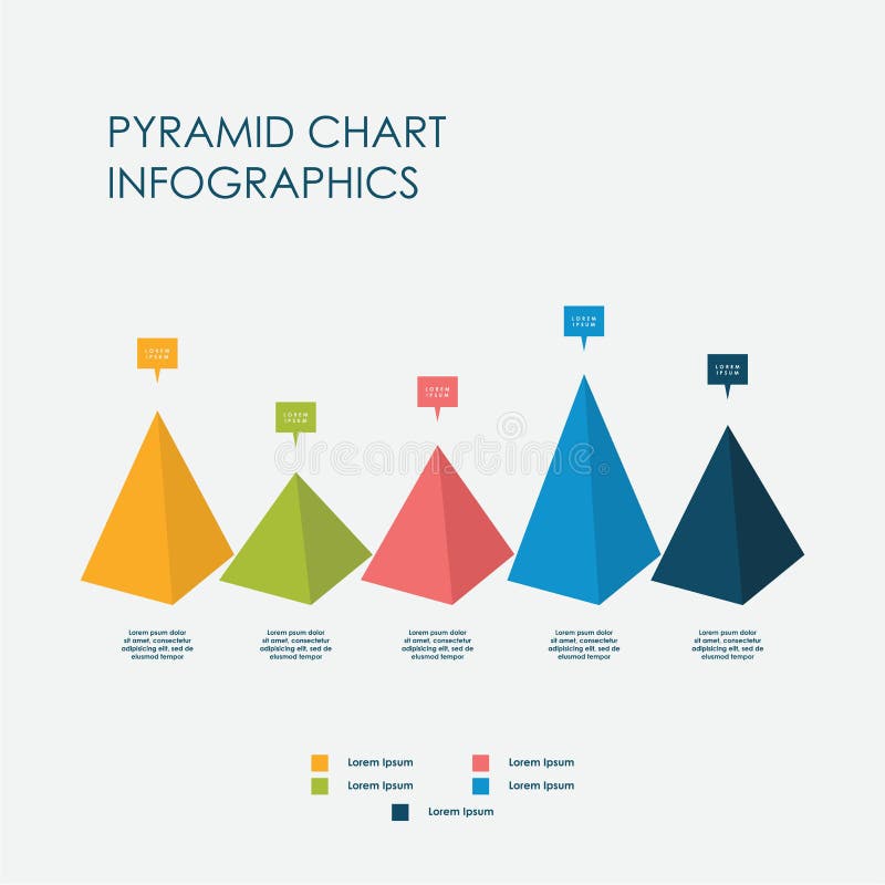 Pyramid Chart Infographics Elements 3D Vector Flat Design, Sign, Icon ...