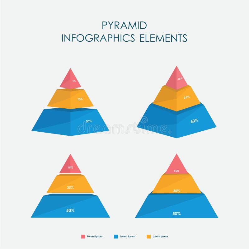 Pyramid Chart Infographics Elements 3D Vector Flat Design, Sign, Icon ...