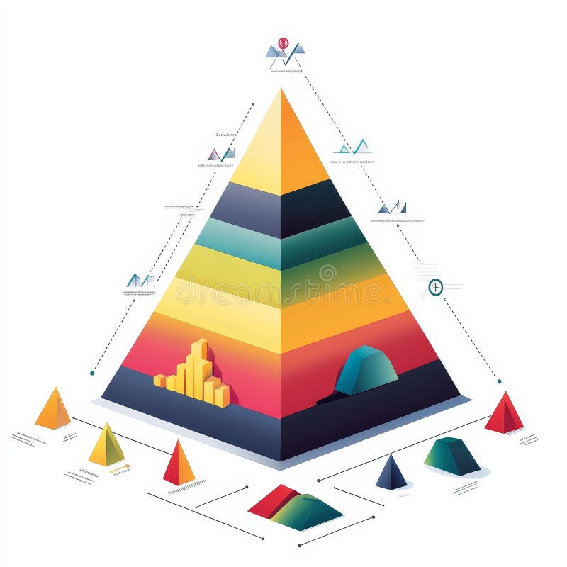 Pyramid Chart Infographics with Isometric Elements. Vector Illustration ...
