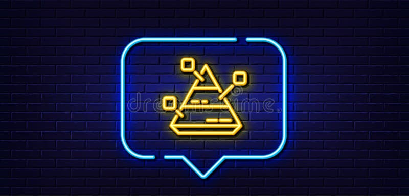 Pyramid Chart Line Icon. Analytics Graph Sign. Neon Light Speech Bubble ...