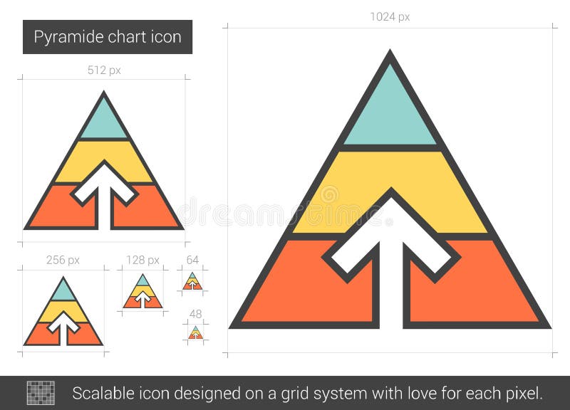 Pyramid chart line icon. stock vector. Illustration of marketing - 81059643