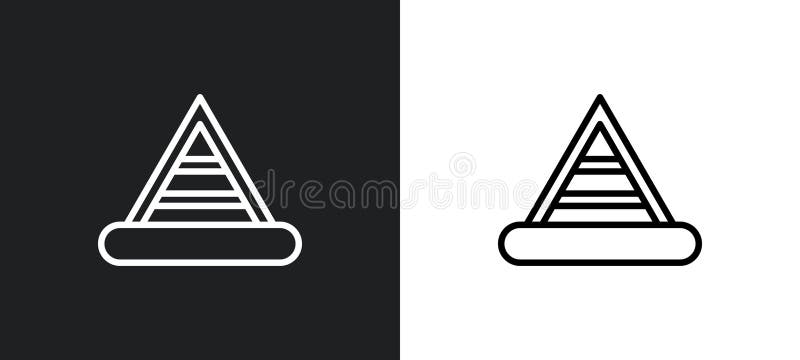 Pyramid Chart Outline Icon in White and Black Colors. Pyramid Chart ...