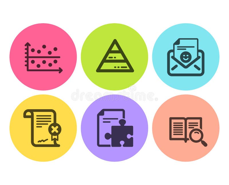 Pyramid Chart, Strategy and Reject Certificate Icons Set. Dot Plot ...