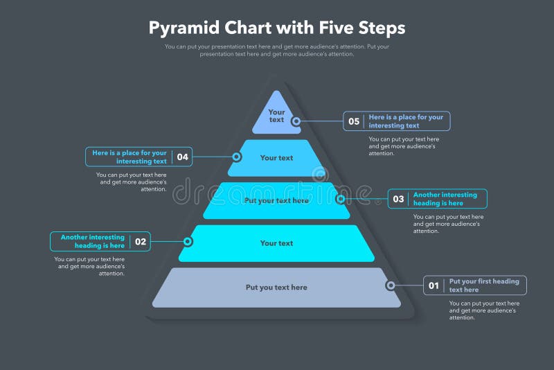 Pyramid Chart Template with Five Colorful Steps - Dark Version Stock Vector - Illustration of ...