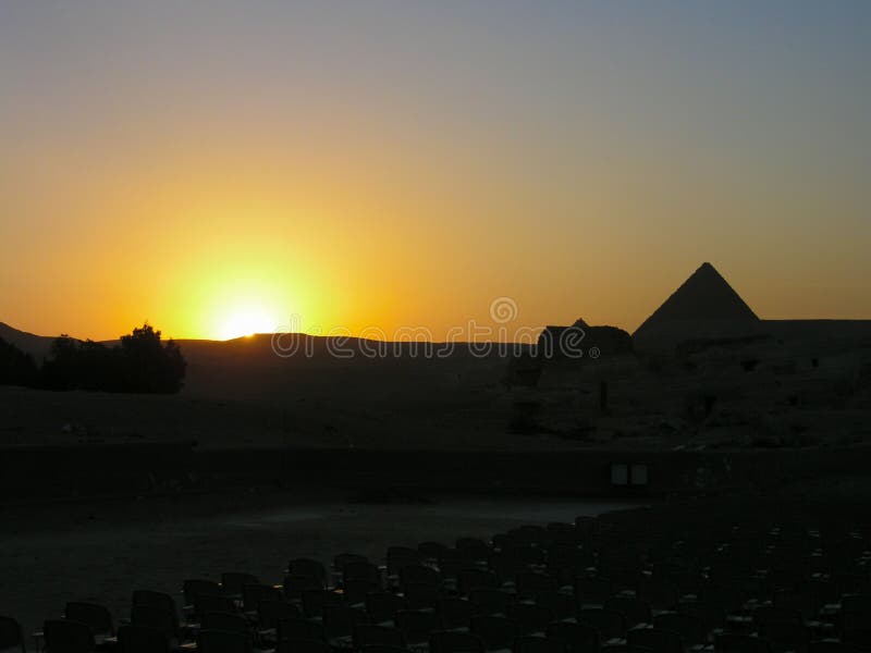 Pyramid of Cheops on the Background of the Setting Sun Stock Photo ...