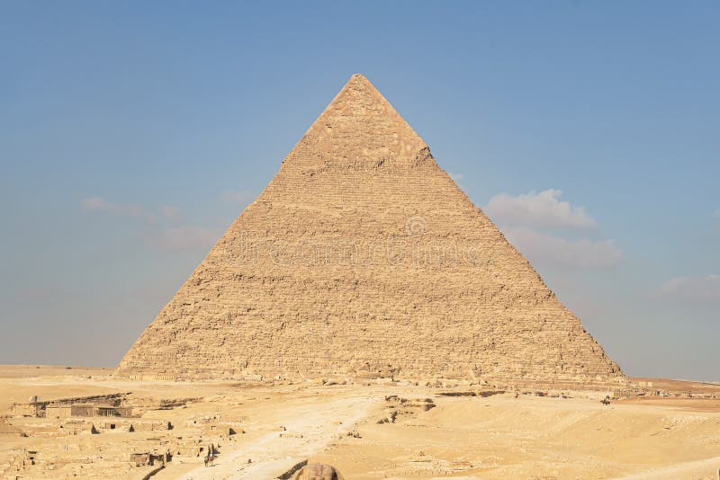 Pyramid of Chephren on a Blue Sky Background. Great Pyramids of Giza in ...