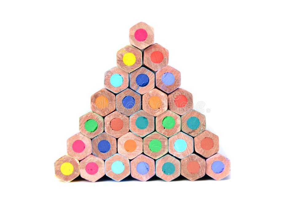 Pyramid of color pencils stock image. Image of diversity - 48299539