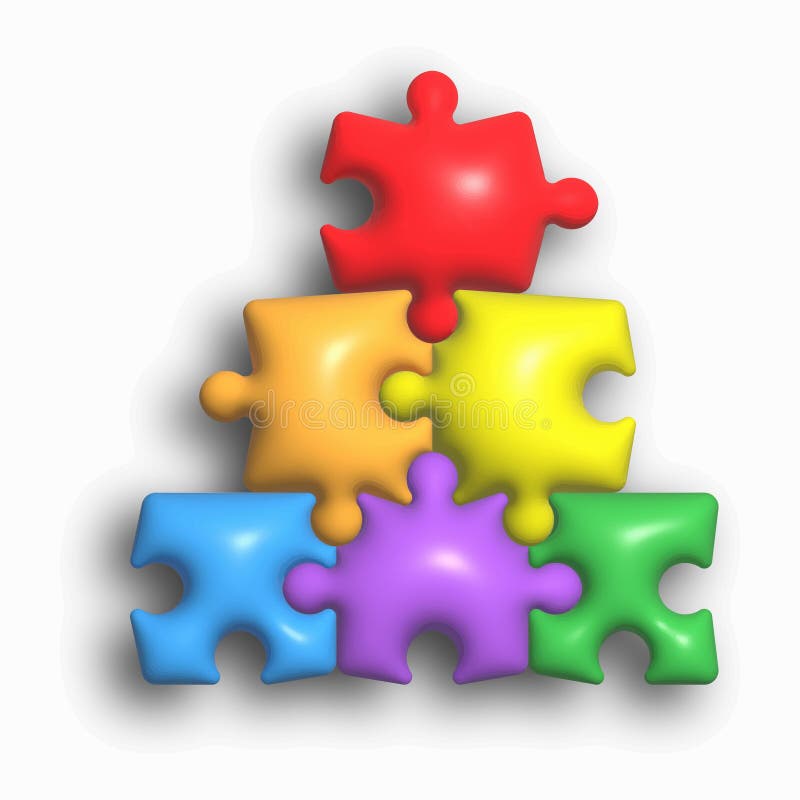 A Pyramid of Colored Puzzle Elements . 3d Illustration for Creative ...