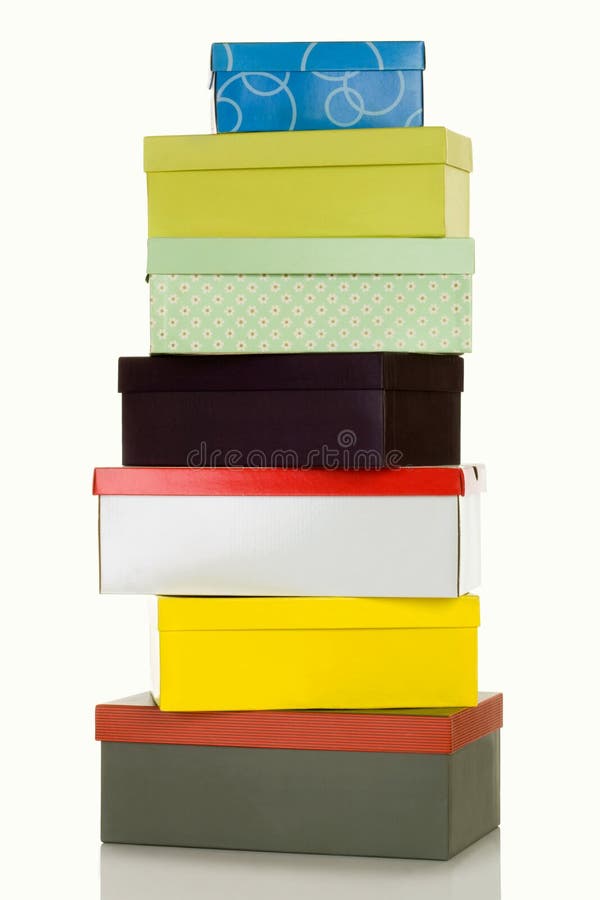 Pyramid of colorful boxes stock image. Image of shoeboxes - 8481043
