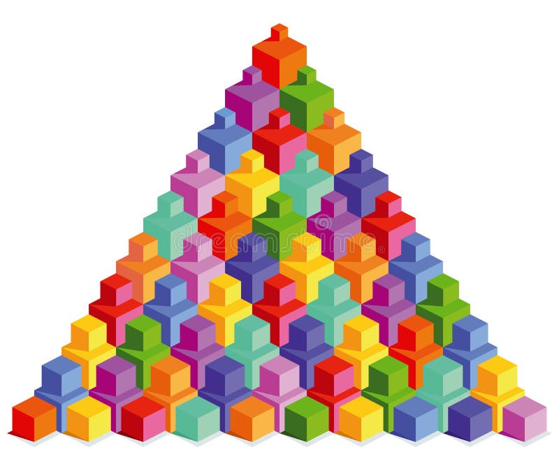Pyramid of colorful cubes stock vector. Illustration of color - 121411216
