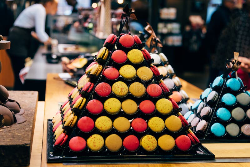 Pyramid of Colorful Macaroons in Trendy Bakery Stock Photo - Image of ...