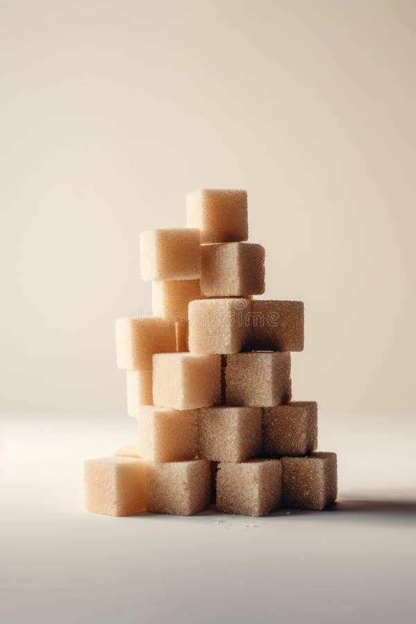 Pyramid Consisting of Pieces of Cane Sugar on a Light Background Stock ...