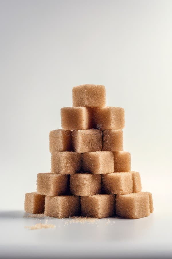 Pyramid Consisting of Pieces of Cane Sugar on a Light Background Stock ...
