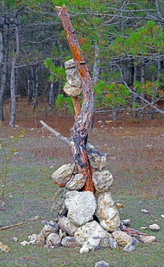 Pyramid Consisting of Stones in the Woods Stock Photo - Image of ...