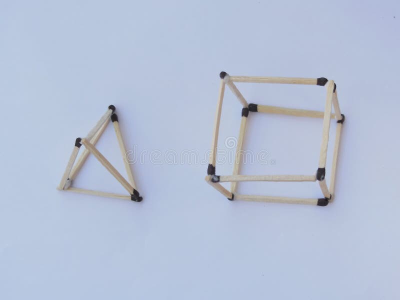 Pyramid & Cube Made of Matchsticks Art and Maths Education for Kids ...