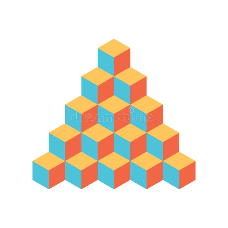 Pyramid of Cubes. 3D Vector Illustration Isolated on White Background ...