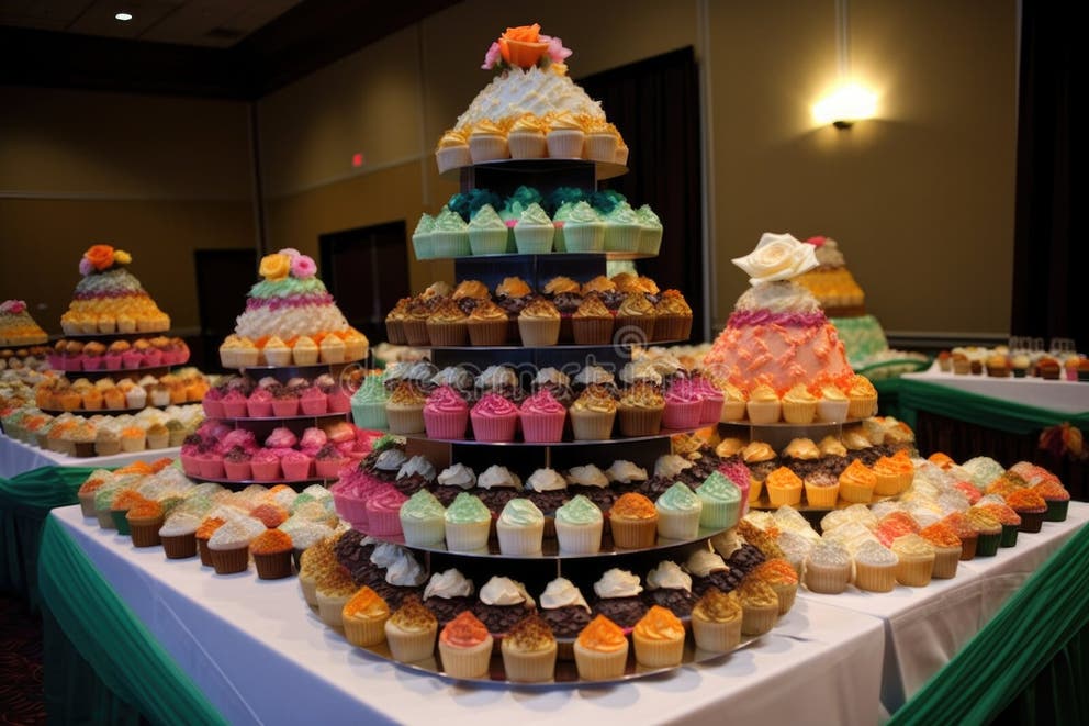 Pyramid of Cupcakes, Each Layer a Different Flavor Stock Illustration ...