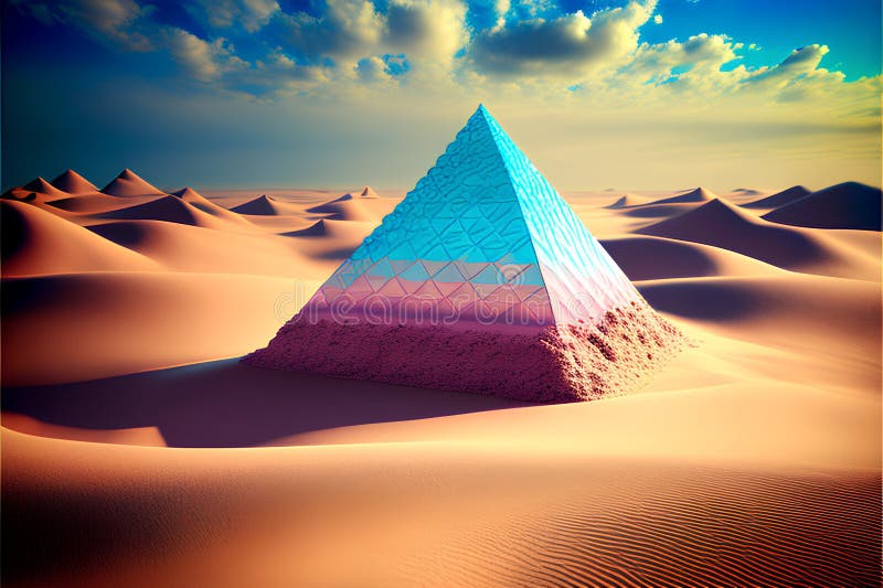 Pyramid in the Desert. 3D Render. Computer Generated Image Stock ...