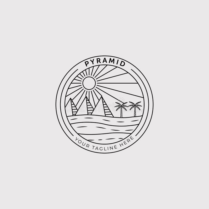 Pyramid on Desert Pr Landscape Wanderlust Logo Vector Illustration ...