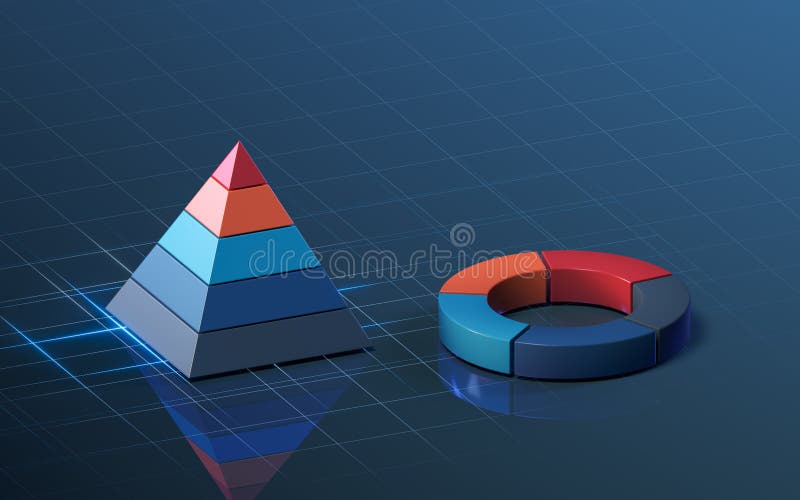 Pyramid Diagram and Ring Diagram, 3d Rendering Stock Illustration ...