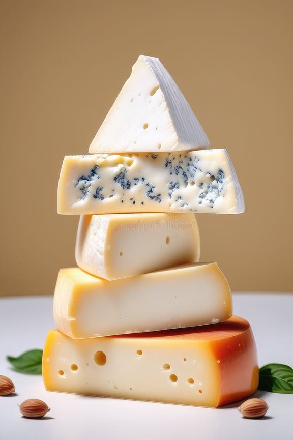 A Pyramid of Different Kinds of Cheese Stock Illustration ...